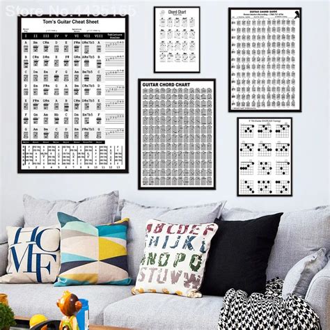 Guitar Chord Educational Chart Poster Graph Guitar Chord Wall Art