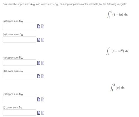 Solved Calculate The Upper Sums Un And Lower Sums Ln On A Chegg Com