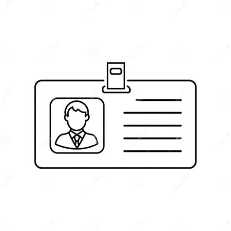 Identification Card Vector Line Icon Isolated On White Background