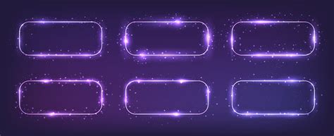 빛나는 효과와 여섯 네온 프레임의 세트 Led 조명에 대한 스톡 벡터 아트 및 기타 이미지 Led 조명 개체 그룹 네온