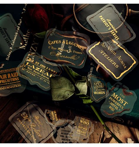 빈티지 그을린 금박 레터링 다꾸 스티커 6종 티몬