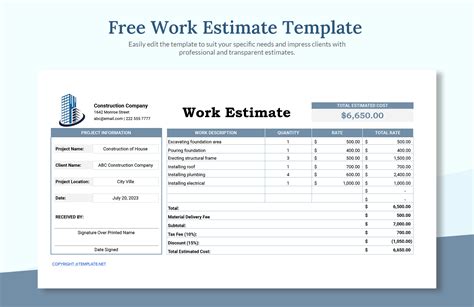 Excel Estimating Spreadsheet Templates