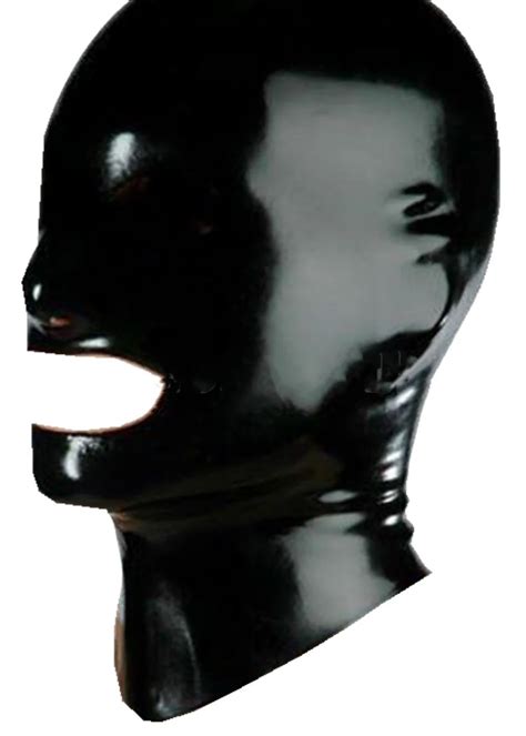 Buy Full Face Unisex Black Latex Mask Back Zip Fetish Hood Open Mouth And Nose