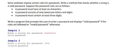 Solved Some Websites Impose Certain Rules For Passwords