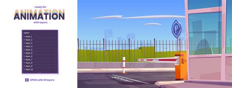 Parallax Background With Automatic Car Barrier 13868051 Vector Art At