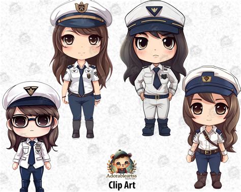 Pilot Chibi Clipart Airplane Collection Cute Girl Pilot Travel