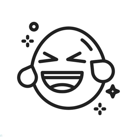 دانلود آیکون ایموجی خنده با اشک استایل خطی مشکی با فرمت Png