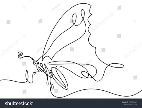 Butterfly Continuous Line Drawing Vector Illustration Stock Vector