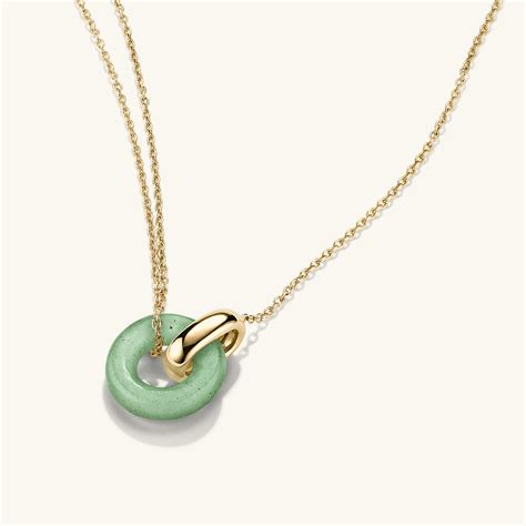 14k Gold Handcrafted Linked Gemstone Necklace With Green Aventurine