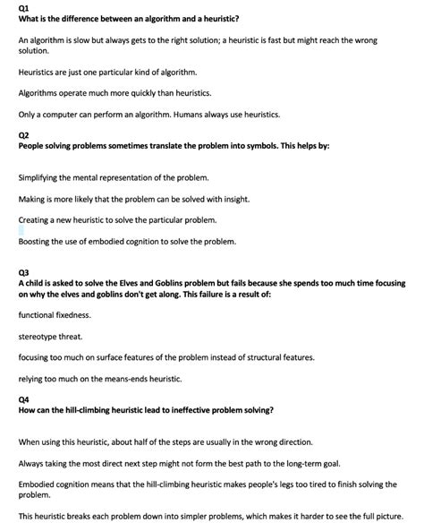 Q1 What Is The Difference Between An Algorithm And A Heuristic An