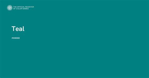 Teal 008080 The Official Register Of Color Names