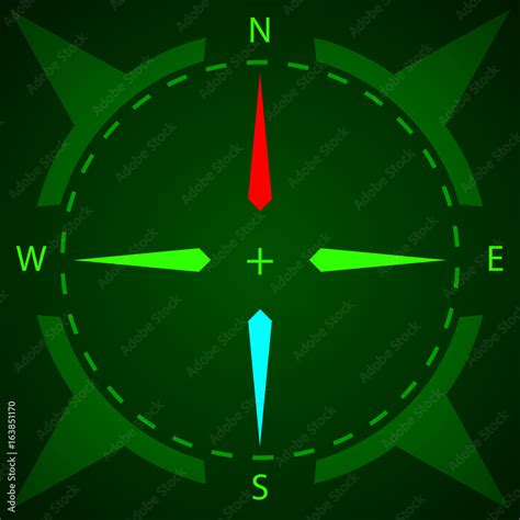 Compass Display Compass With Illumination Vector Illustration Stock