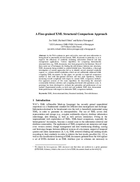 Pdf A Fine Grained Xml Structural Comparison Approach Joe Tekli