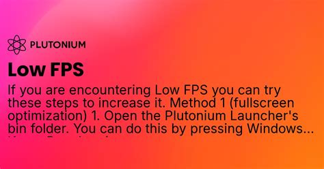 Low FPS Plutonium Project