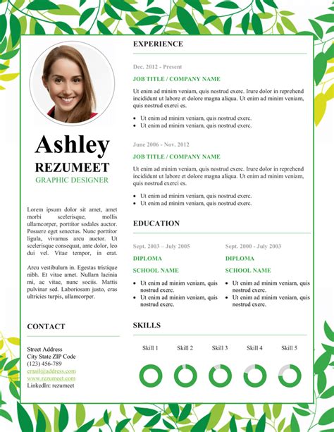 Qanat Floral Resume Template Rezumeet