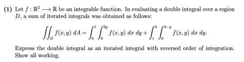 Solved 1 Let F R2 R Be An Integrable Function In