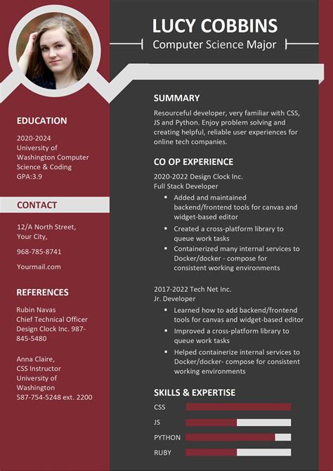 WORD Of Computer Science Student Resume Docx WPS Free Templates