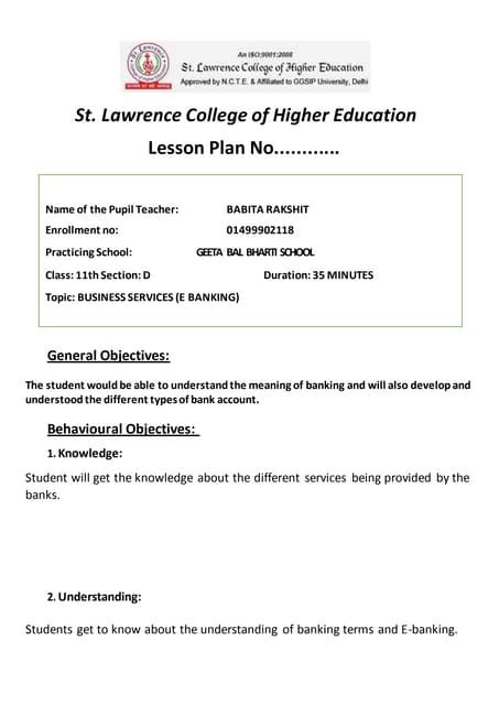 Lesson Plan File Perfect 1 1 Pdf