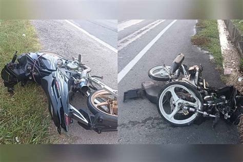 Motosikal Bertembung Maut Tercampak Dalam Lubang Takungan Air Sinar