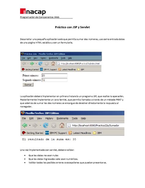 Práctico Con Jsp Y Servlet Programación De Componentes Web Práctico Con Jsp Y Servlet