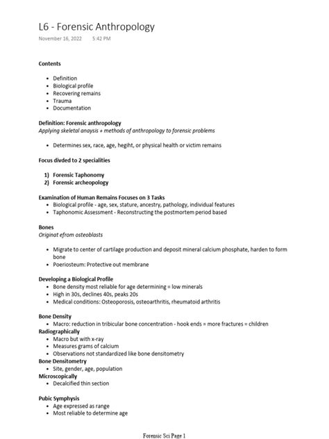 Forensic Anthropology Notes Pdf
