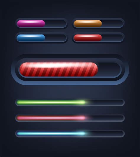 Premium Vector Loading Bar Set Vector Set Isolated On Dark Blue Background