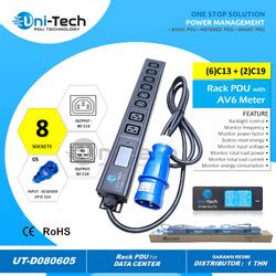 Jual PDU 24 Socket 20 C13 4 C19 With AV6 Meter Input IEC309 2P E