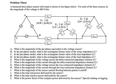 Solved A Balanced Three Phase System With Loads Is Shown In The Figure