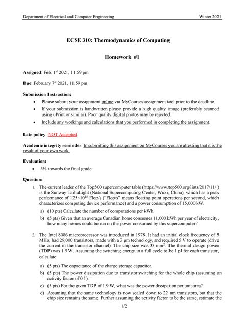 ECSE HW Final Homework Department Of Electrical And Computer