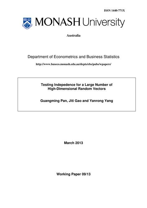 pdf testing independence among a large number of high dimensional