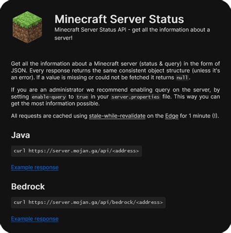 Github Datejerserverstatus Minecraft Server Status Api 🏓