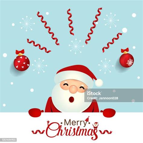 Kartu Ucapan Natal Dengan Santa Claus Natal Ilustrasi Vektor Ilustrasi