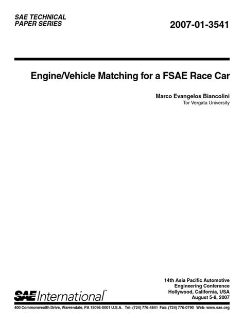 2007 01 3541 Engine Vehicle Matching For A Fsae Race Car Pdf