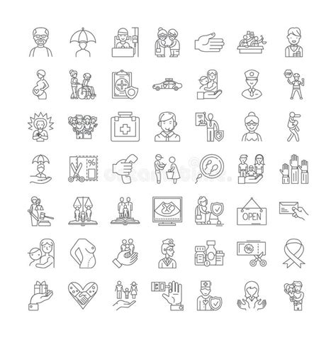 Lineaire Pictogrammen Tekens Symbolen Illustratieset Vectorlijn Voor