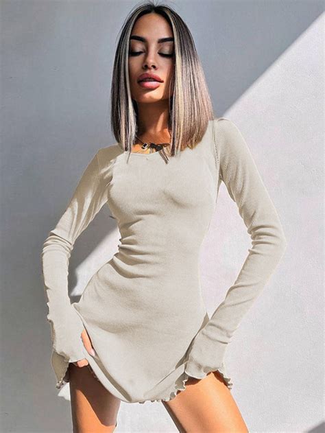 Charlotte Ribbed Long Sleeve Sexy Mini Dress Charlotte Ribbed Long Sleeve Sexy Mini Dress