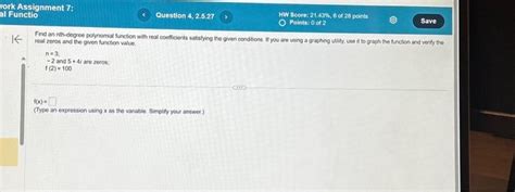 Solved Real Zeros And The Given Function Value N3−2 And