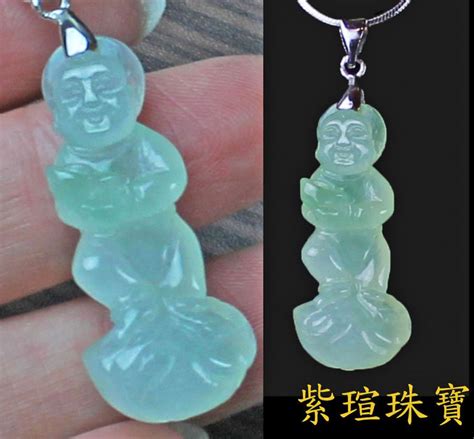 JA139冰種童子翡翠A貨緬甸玉佩 求子金童 紫 瑄 珠 寶