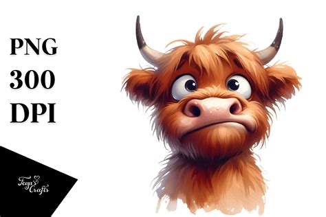 Funny Expressive Highland Cow Png Graphic By Anastasia Feya · Creative
