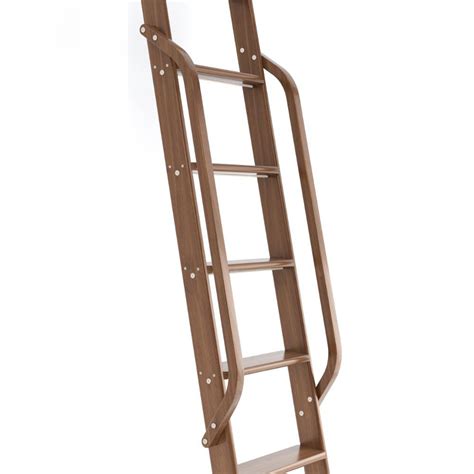 Quiet Glide Walnut Wood Library Ladder Handrail No Ladder Wayfair