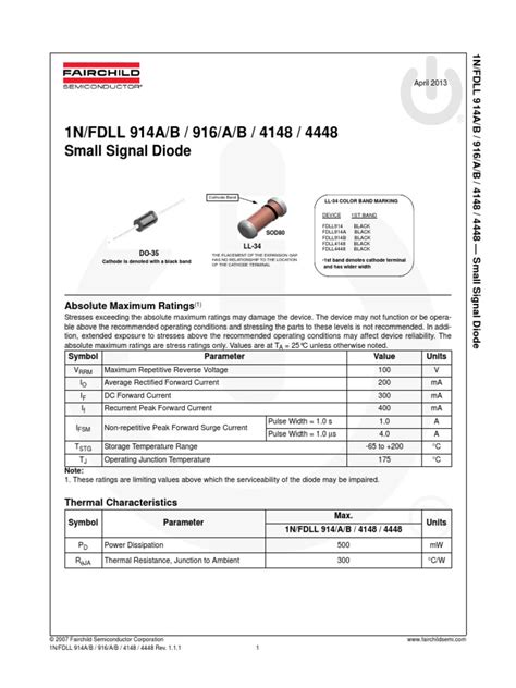 1n4148 Datasheet Pdf Download Free Pdf Diode Rectifier