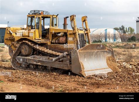 Dozer Working At Construction Site Bulldozer For Land Clearing