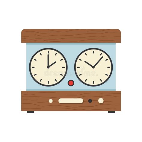 Vintage Wooden Chess Clock With Dual Round Dials And Minimalist Flat Design Vector Illustration