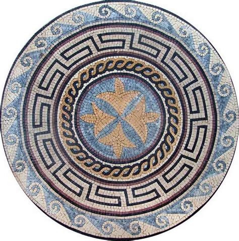Round Greco Roman Mosaic Aelia Geometric Mozaico Roman Mosaic