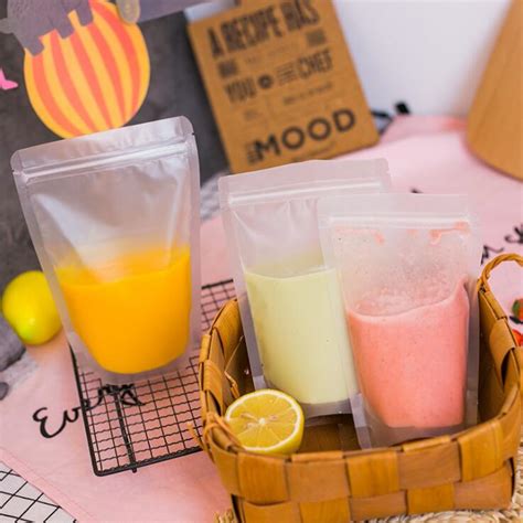 50pcslot Self Supporting Plastic Drink Packaging Grandado