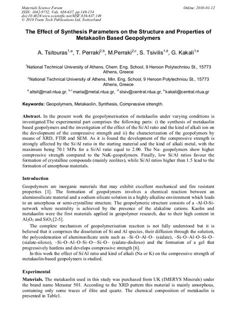 The Effect Of Synthesis Parameters On The Structure And Properties Of