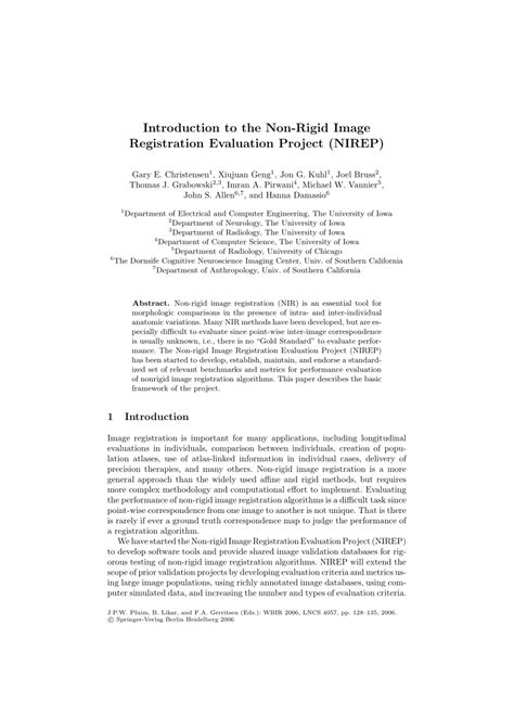 Pdf Introduction To The Non Rigid Image Registration Evaluation