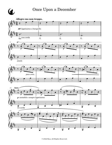 Once Upon A December Sheet Music For Piano Solo