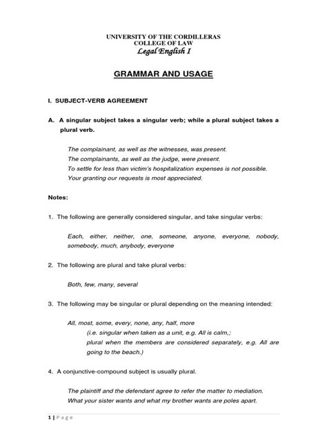 Grammar And Usage Pdf Grammatical Number Plural