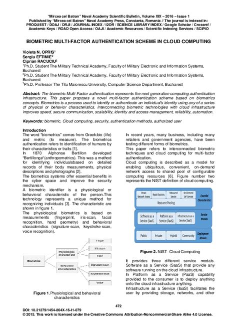 pdf biometric multi factor authentication scheme in cloud computing