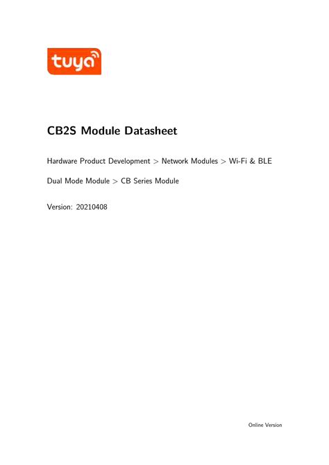 Cb2s Wi Fi And Bluetooth Module Installation Guide Hangzhou Tuya Information Technology Co Ltd